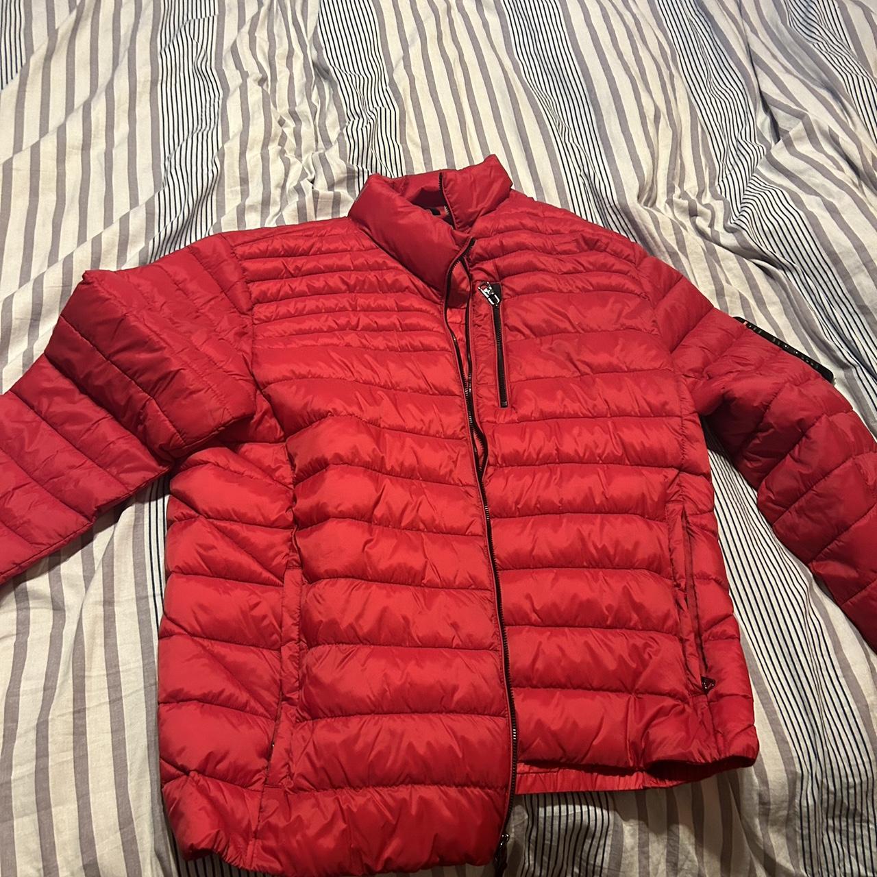 red calvin klein puffer jacket - Depop