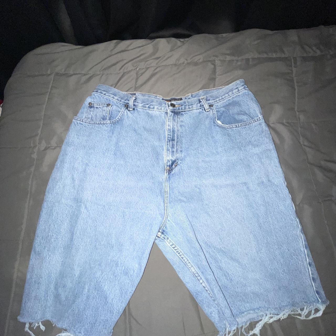 fire vintage route 66 denim jorts washed cut... - Depop