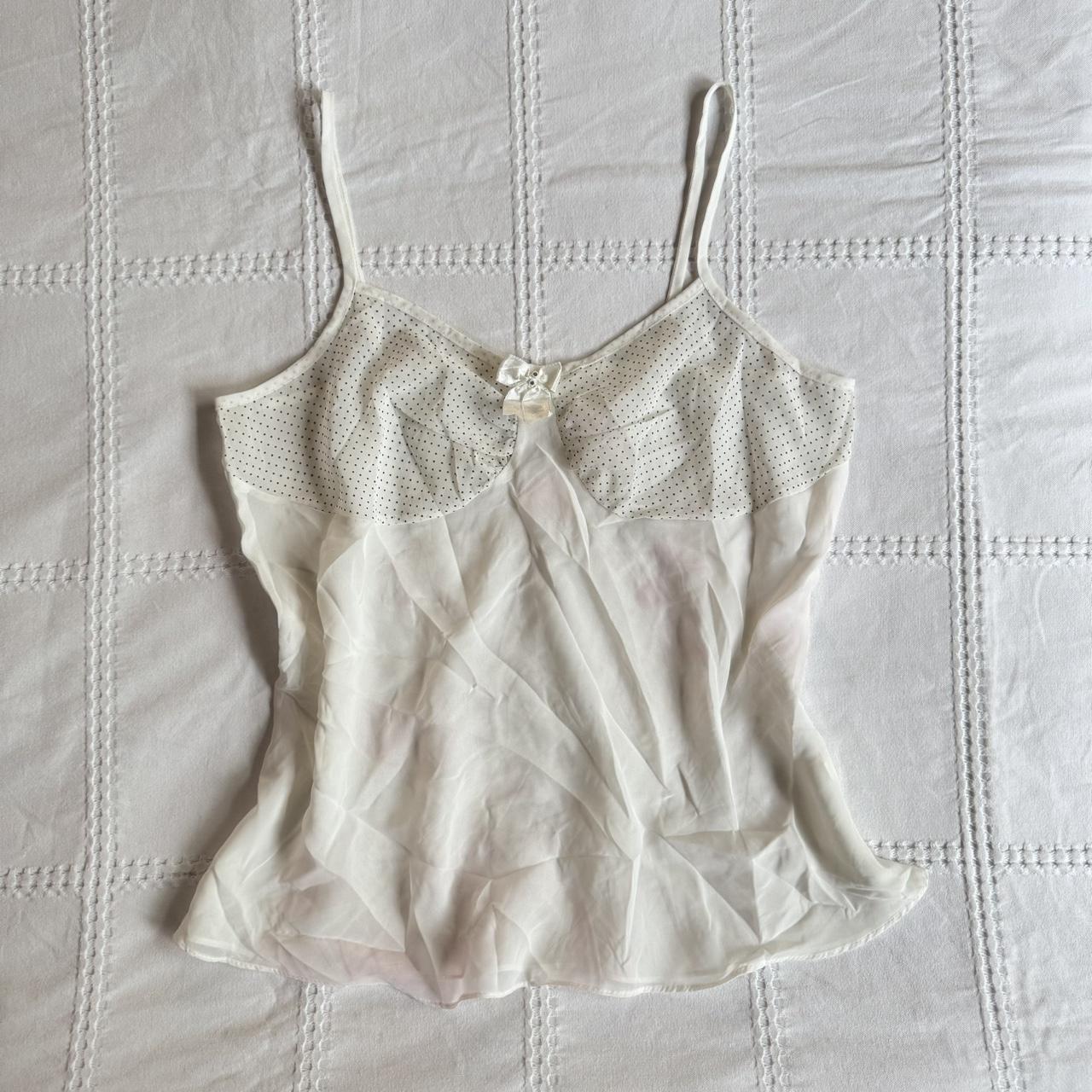 white polka dot bust cami 💋 semi sheer - best fit... | Depop