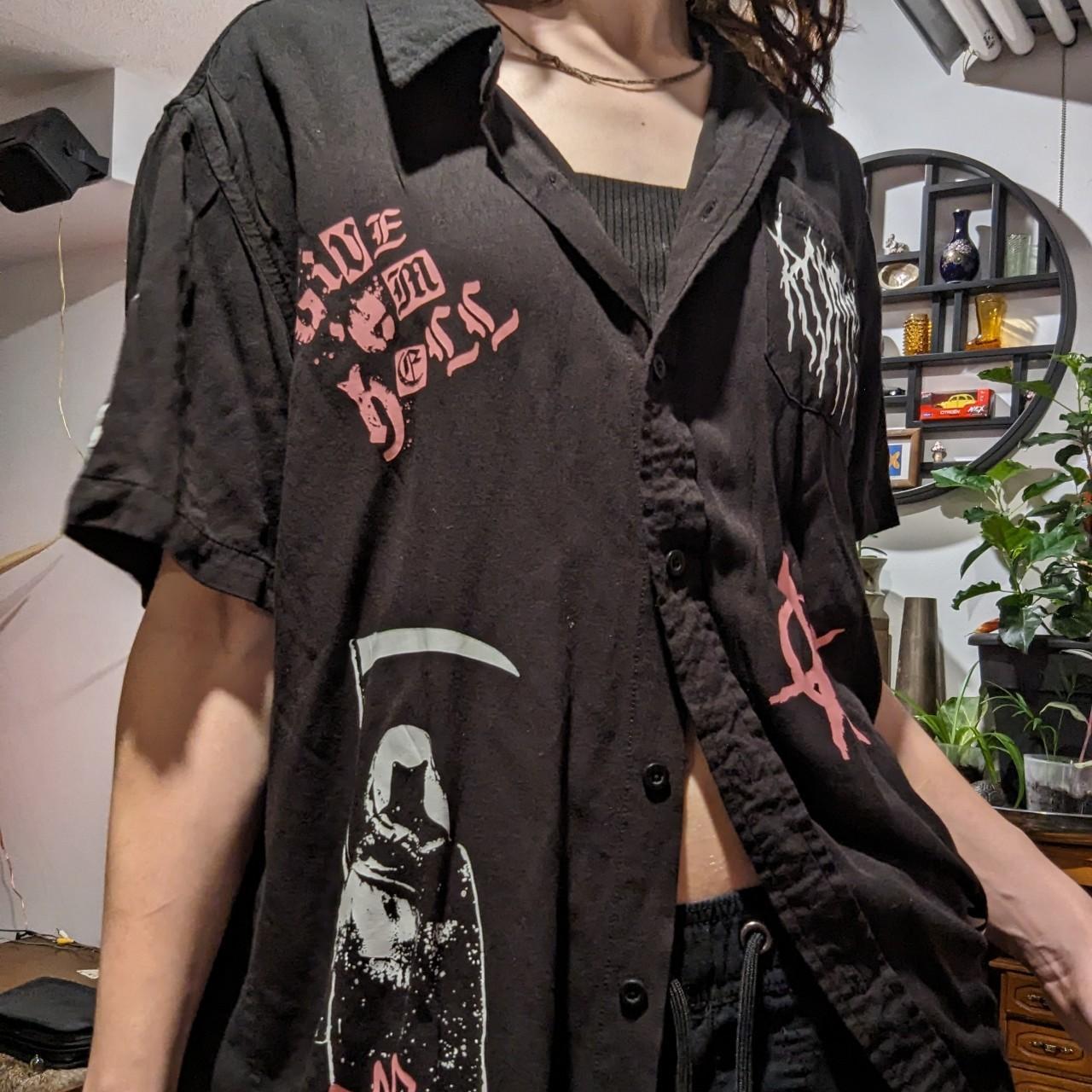 Medium punk/emo button up, never worn although I... - Depop