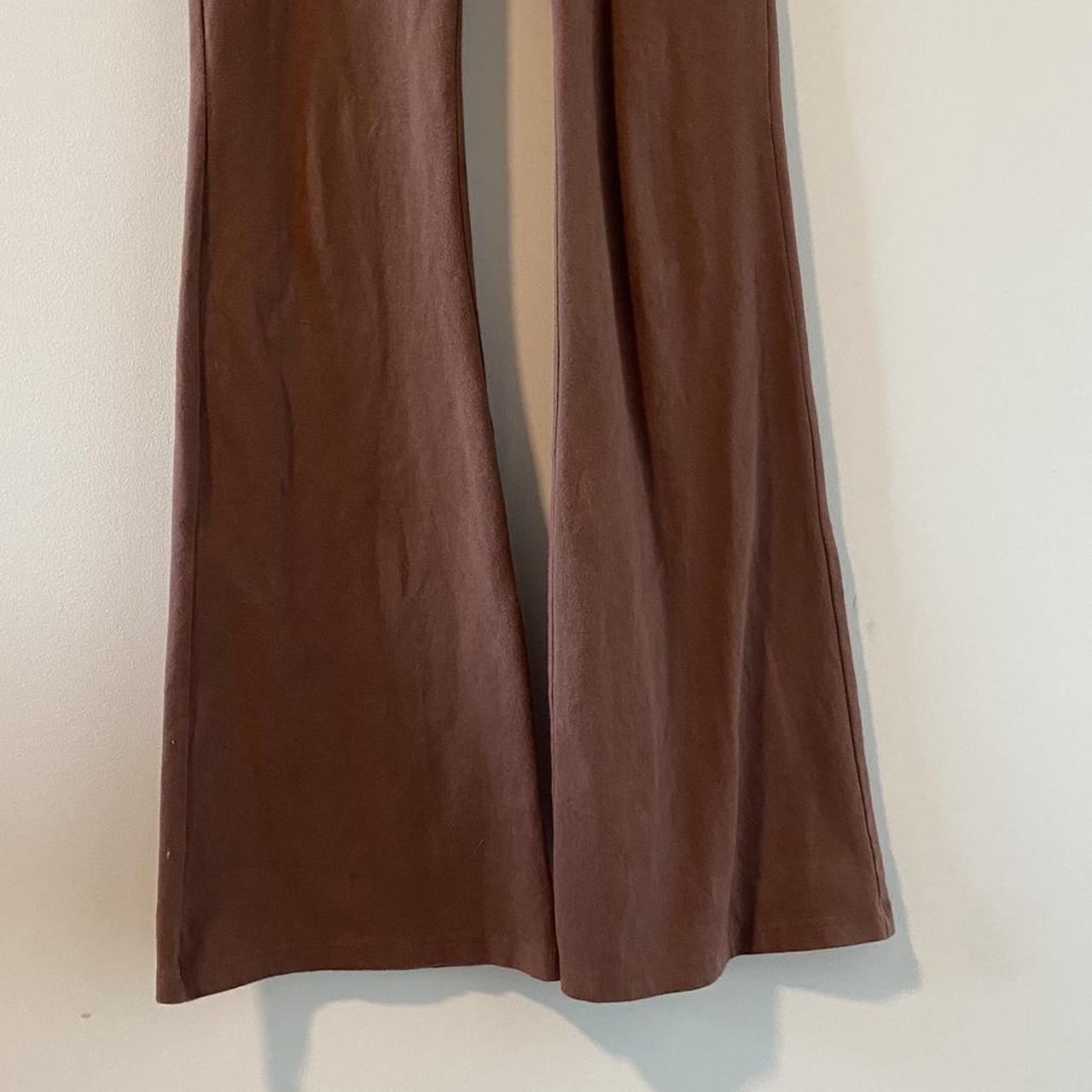 Cute brown yoga pants. High waisted with flair leg. - Depop