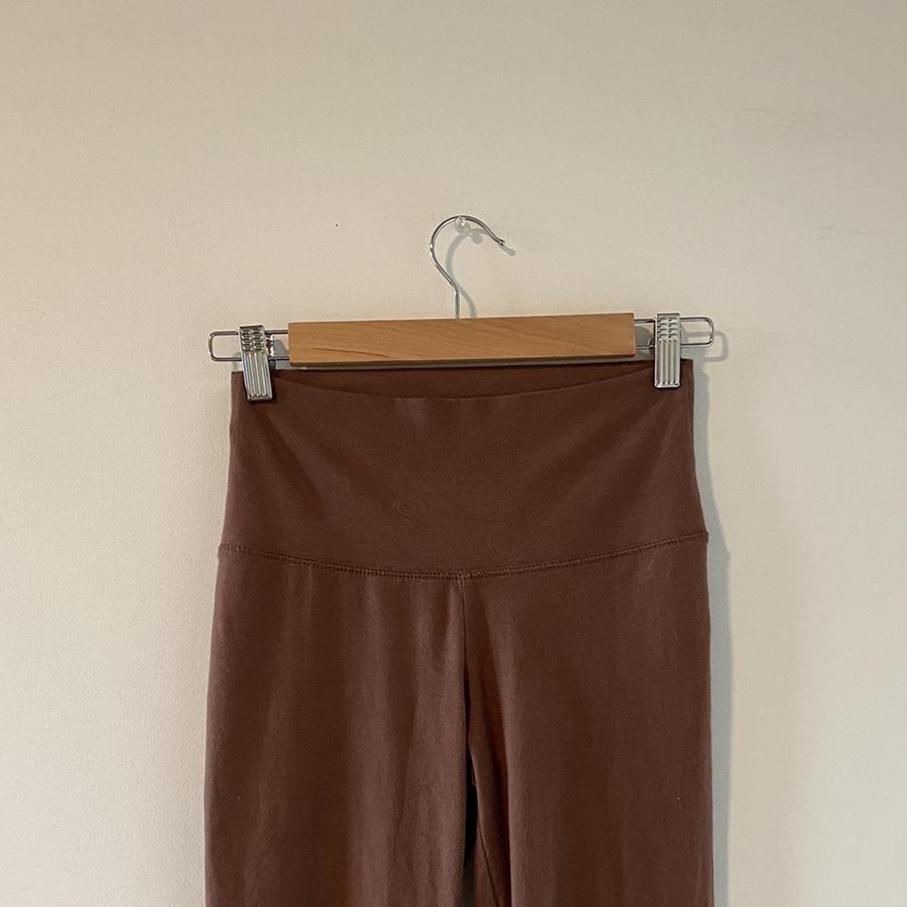 Cute brown yoga pants. High waisted with flair leg. - Depop