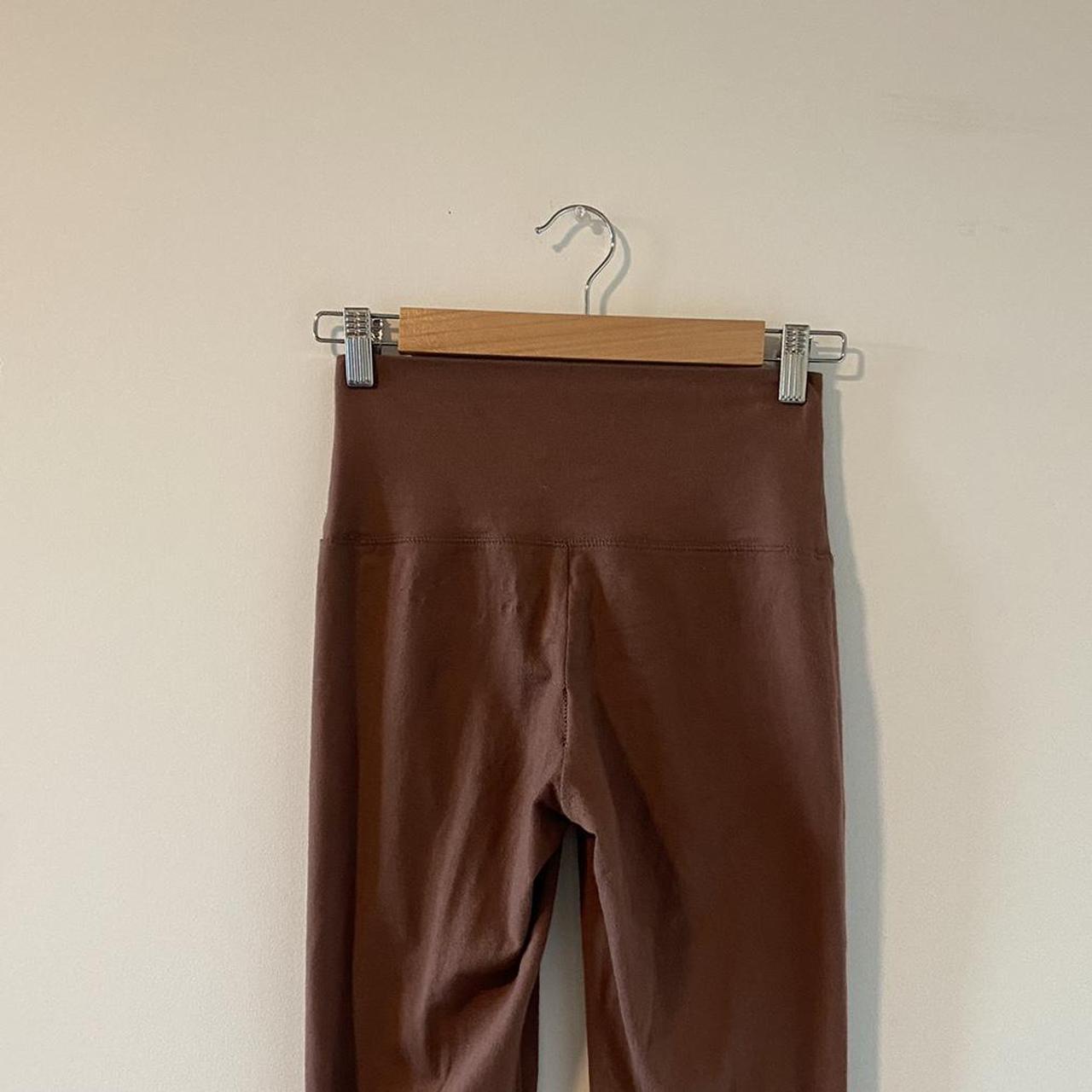 Cute brown yoga pants. High waisted with flair leg. - Depop