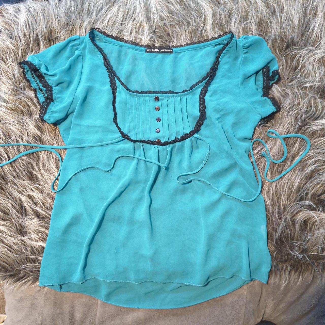 Super cute twee shirt! Chiffon and lace with a... - Depop