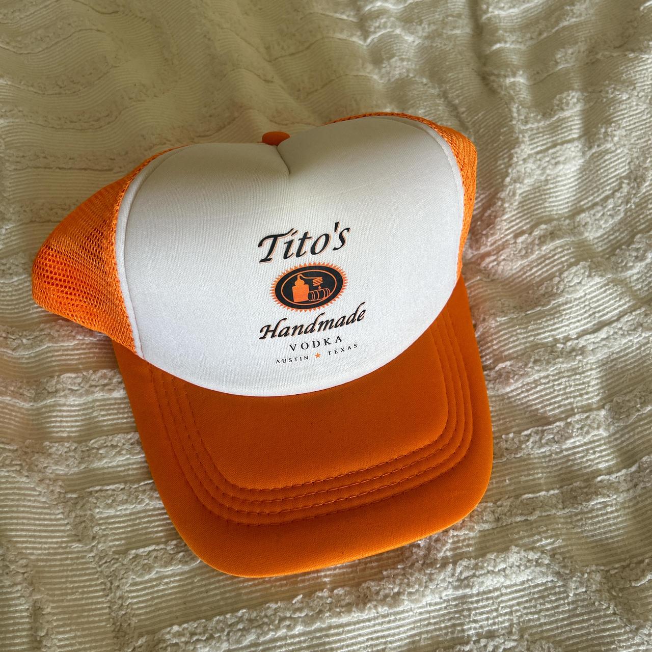 Tito’s trucker Hat Never worn ORANGE - Depop
