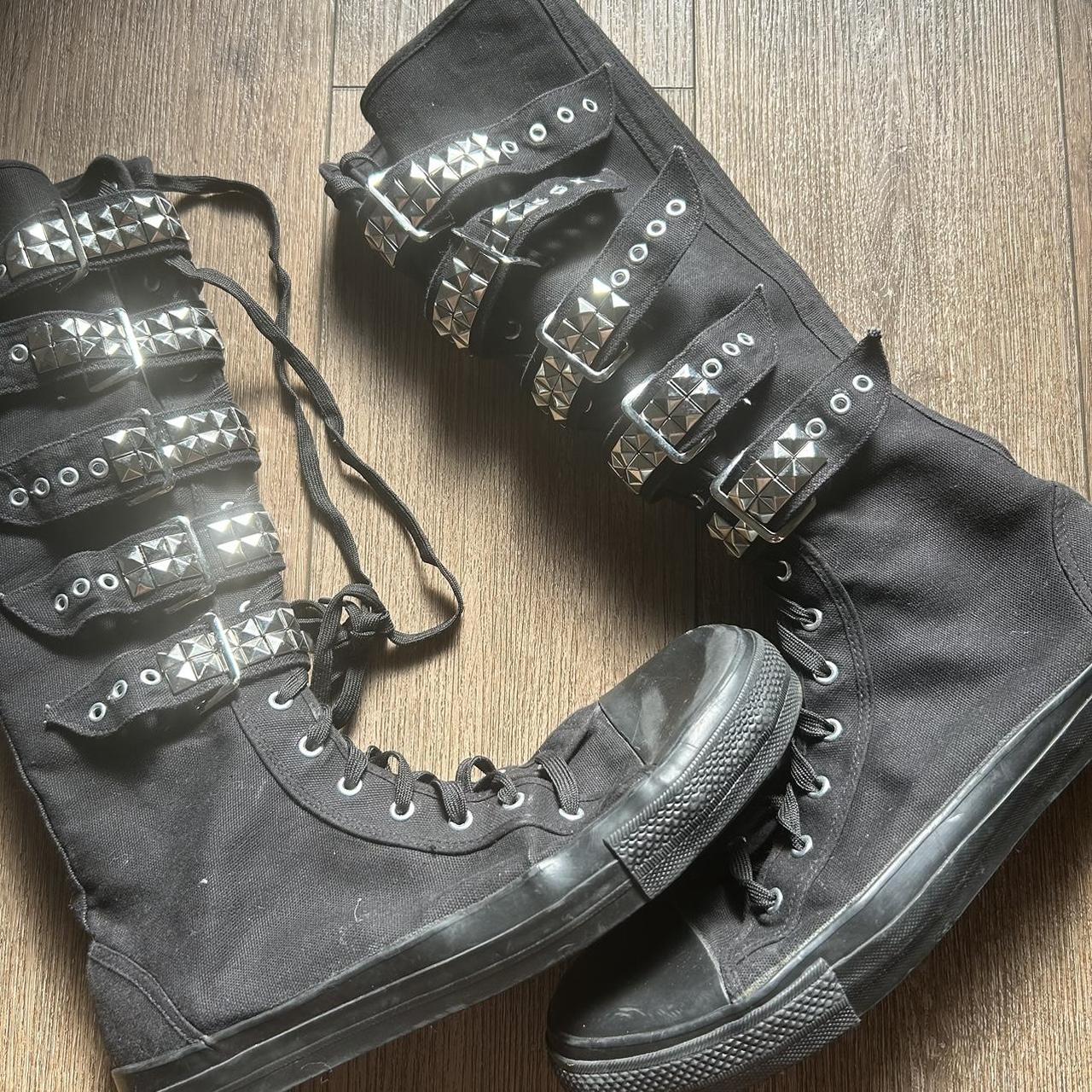Demonia knee high studded converse I am almost 6’6... - Depop
