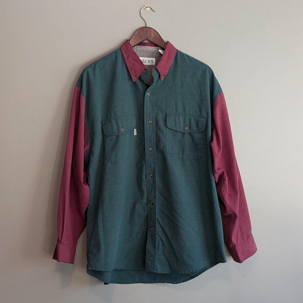 Bugle Boy Vintage Color Block Button Down Shirt Size... - Depop