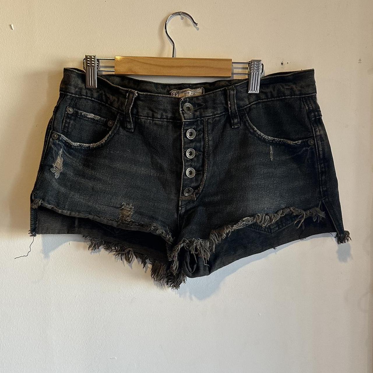 The cutest distress washed out navy blue/black denim... | Depop