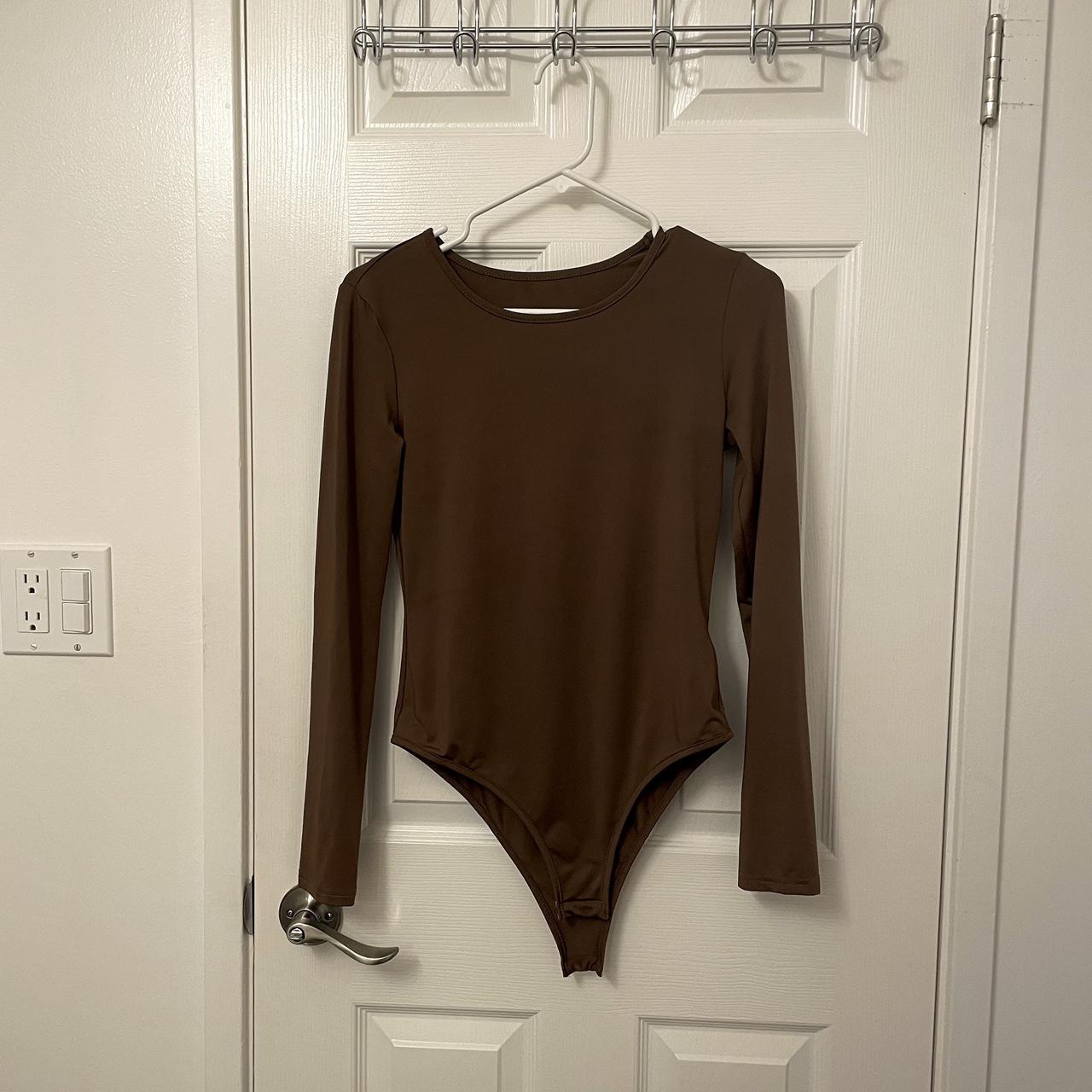 brown long-sleeve bodysuit #bodysuit #formal #fall - Depop