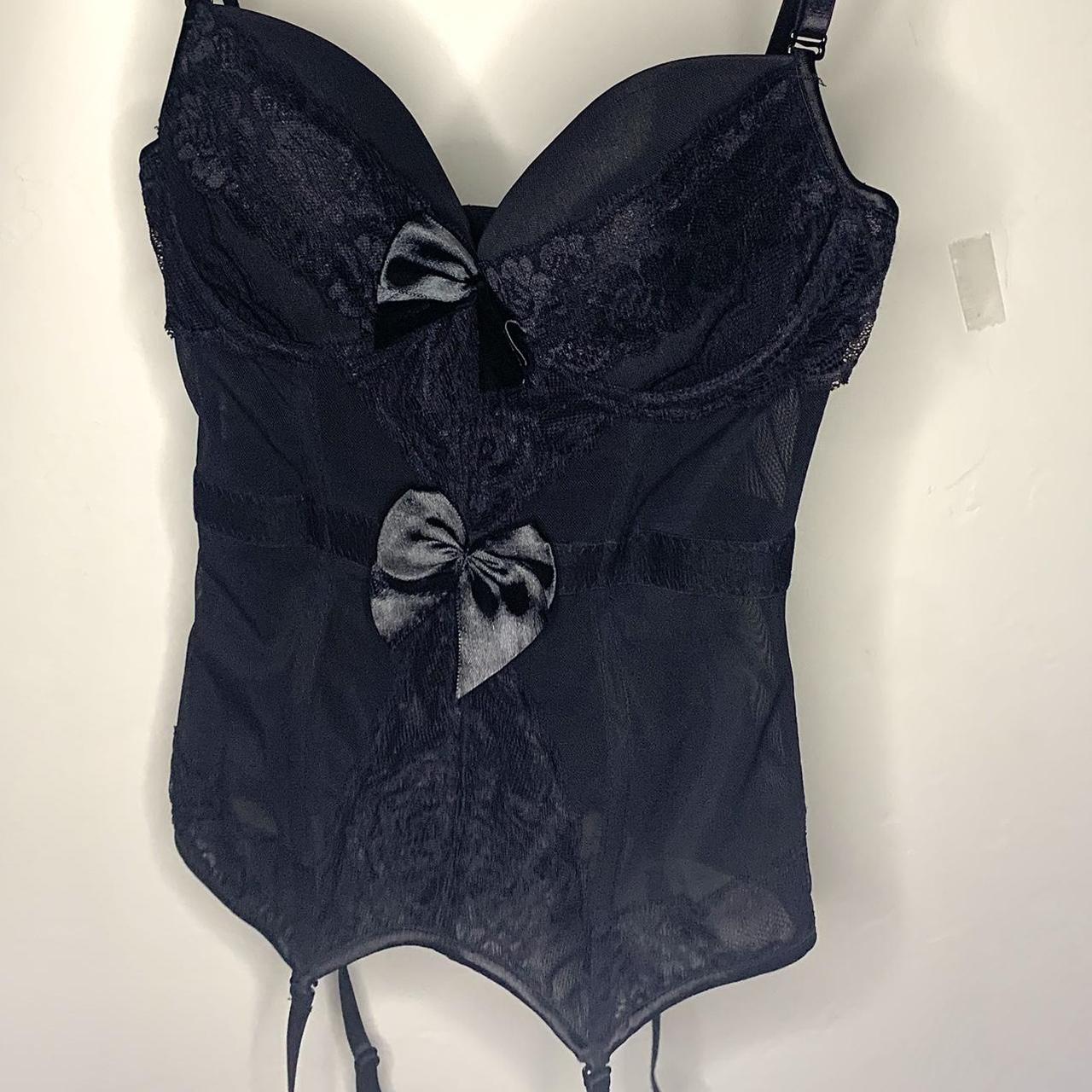 BLACK CROQUETTE BOW BUSTIER. Bows with black lace... - Depop
