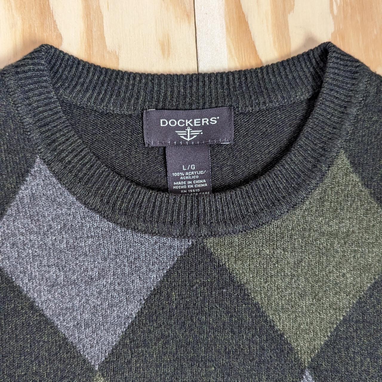 Green Dockers Argyle Sweater with grey and green... - Depop