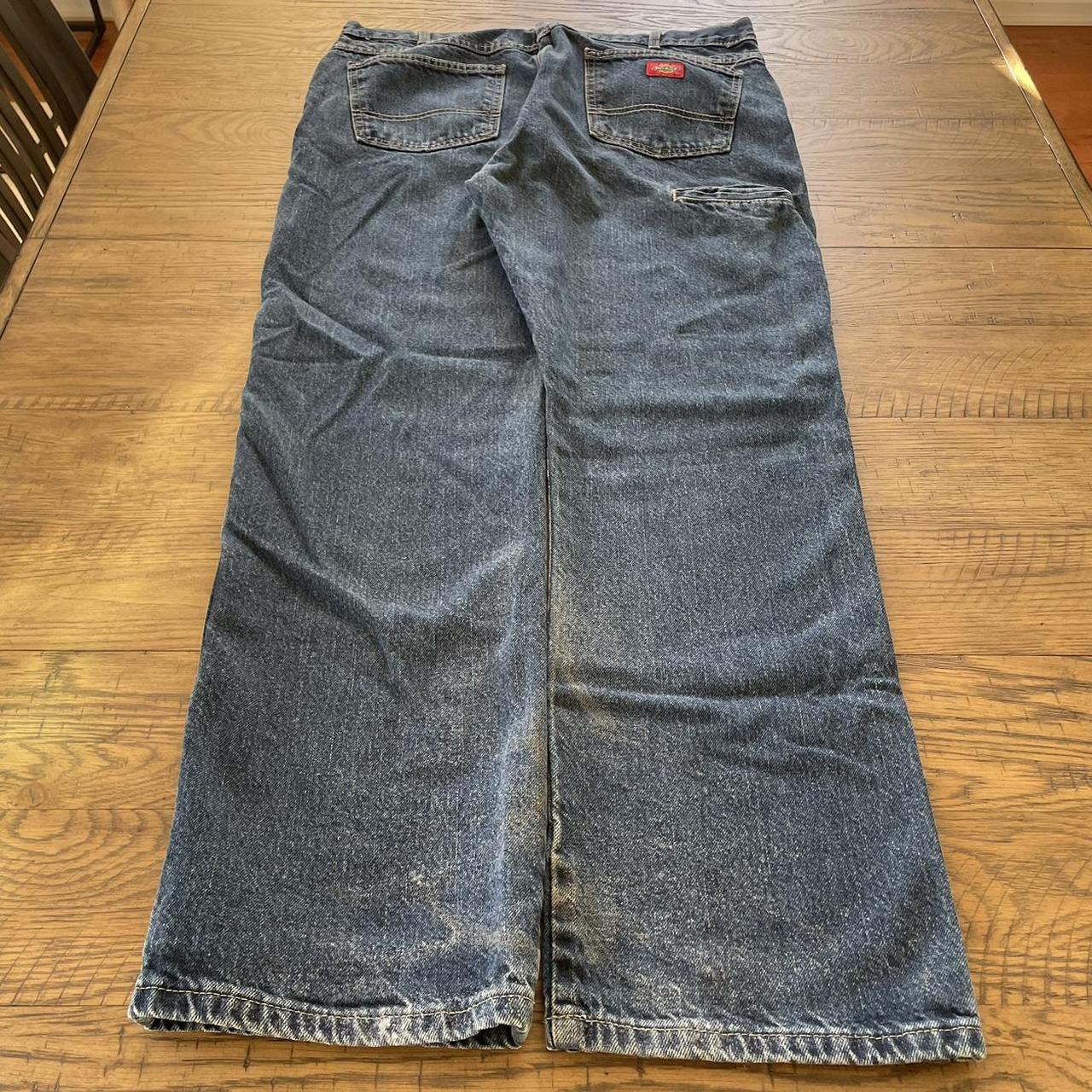 beautiful vintage red label dickies dark wash... - Depop