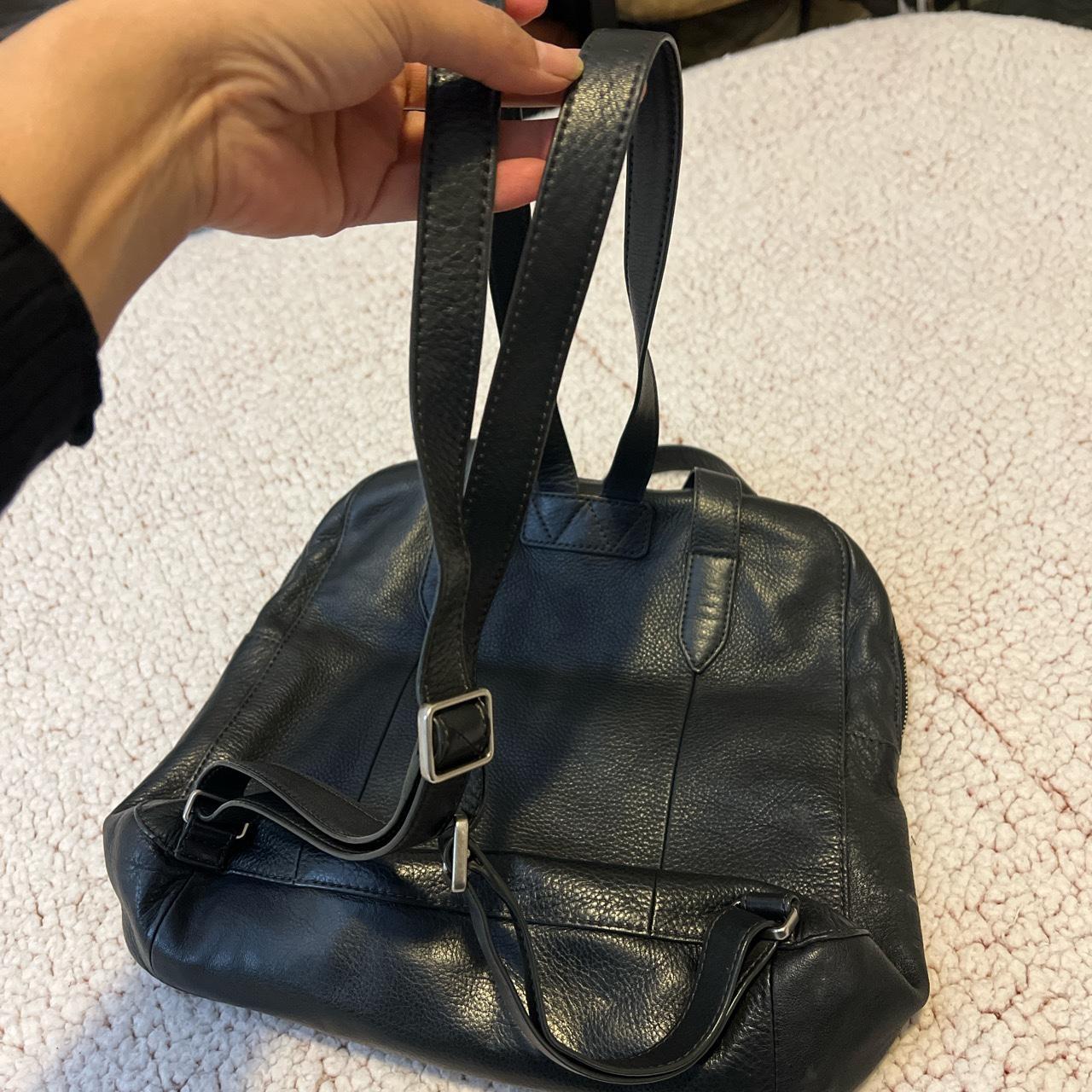 Fossil black leather full size backpack vintage... - Depop