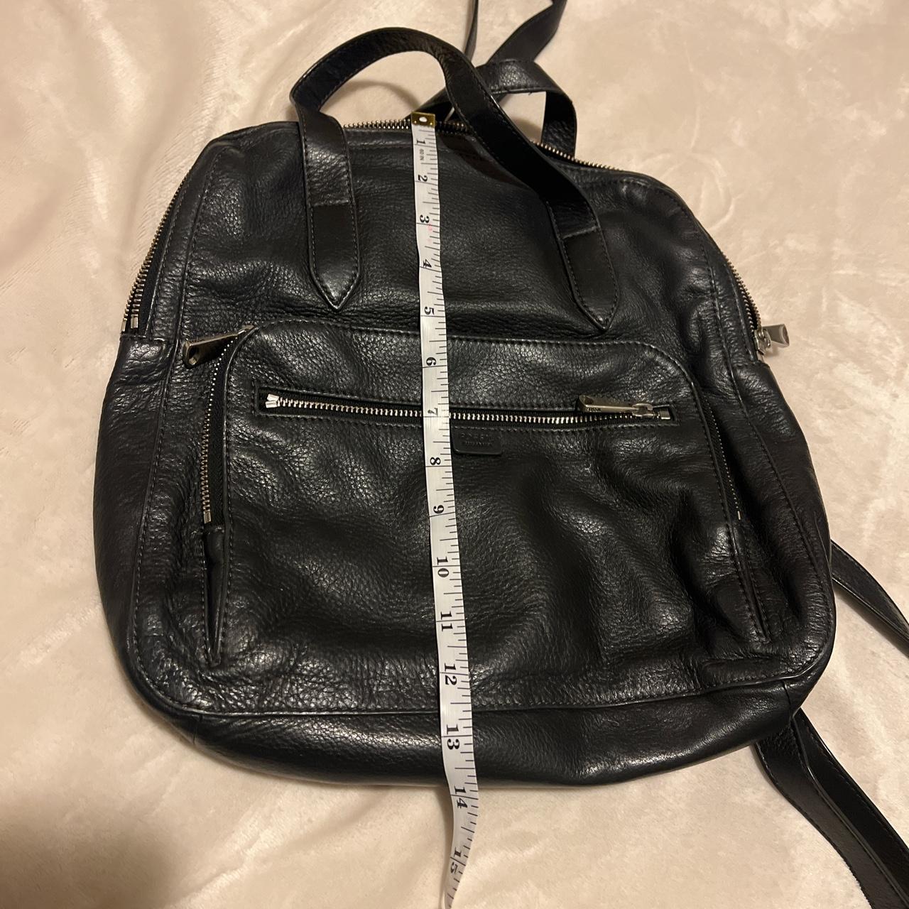 Fossil black leather full size backpack vintage... - Depop