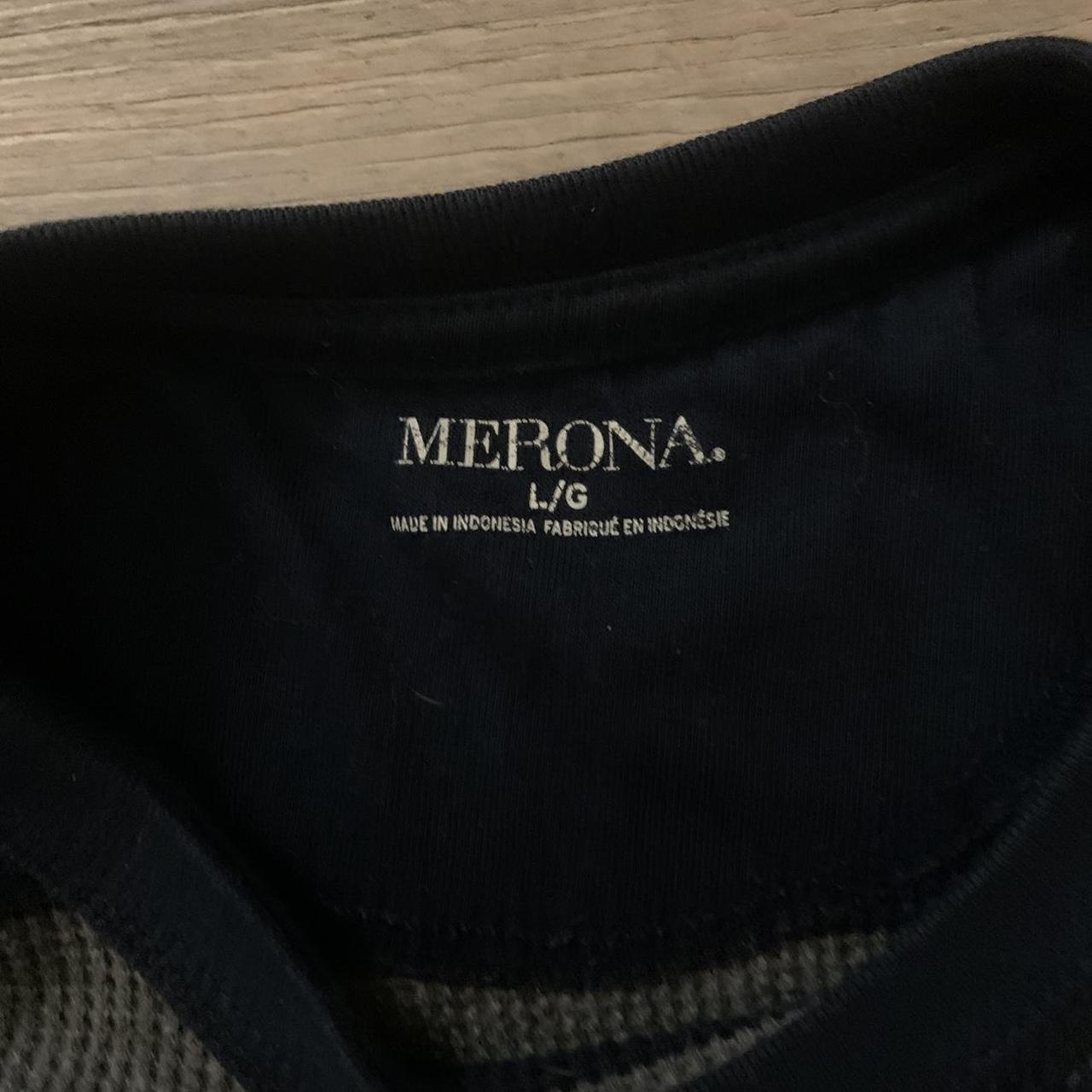 Merona stripped long sleeve navy and grey size large... - Depop
