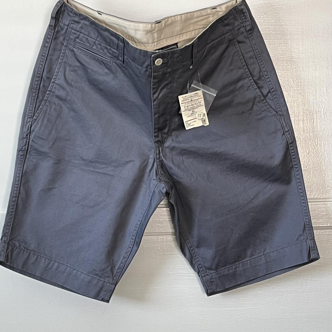 Muji chino shorts color blue grey waist 36 Front... - Depop