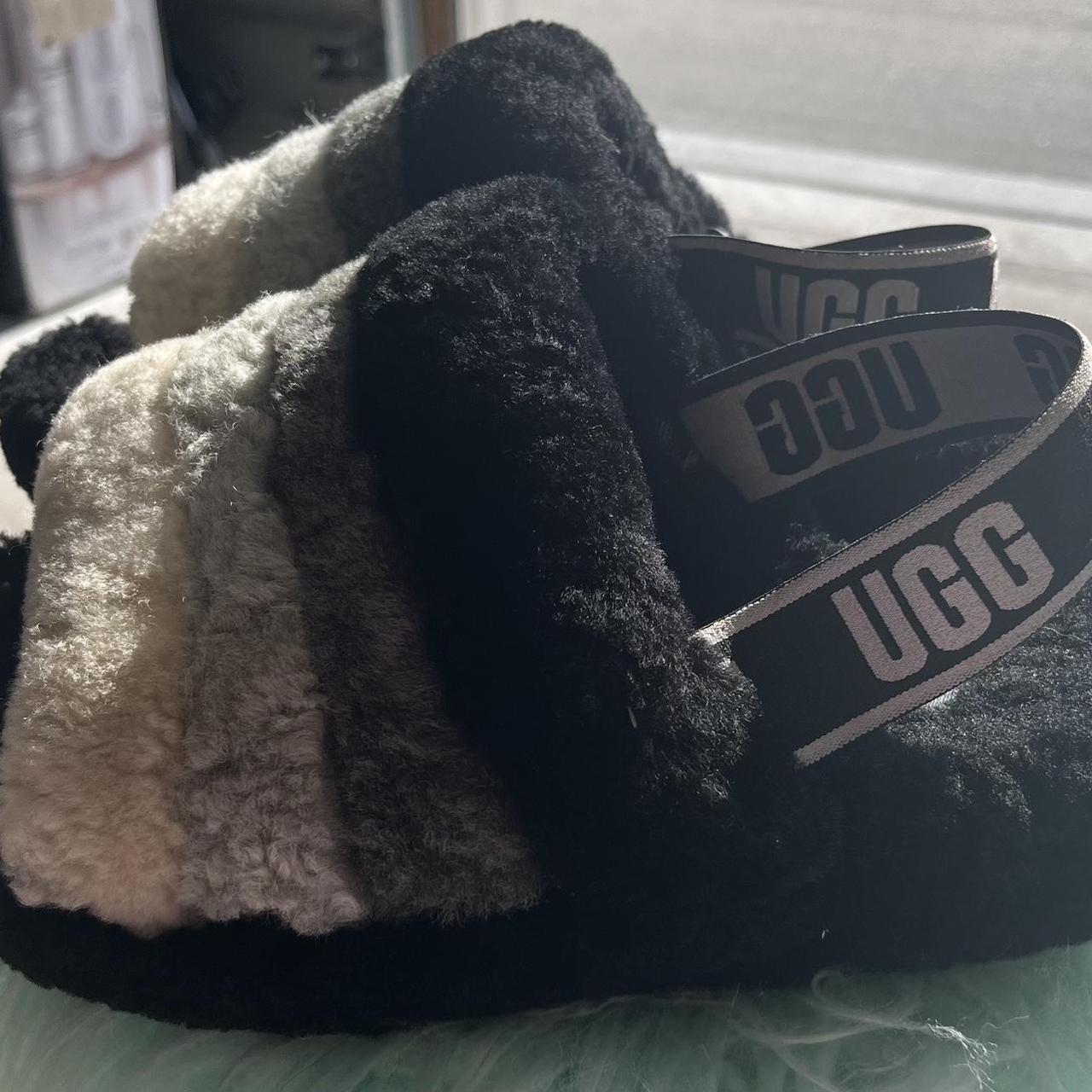 black/grey/white ugg slides - Depop