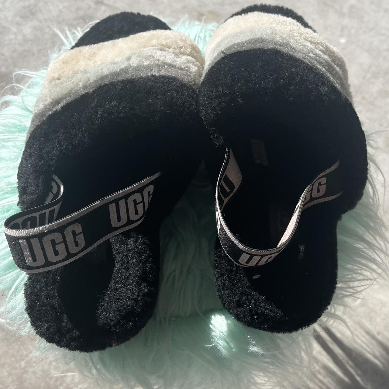 black/grey/white ugg slides - Depop
