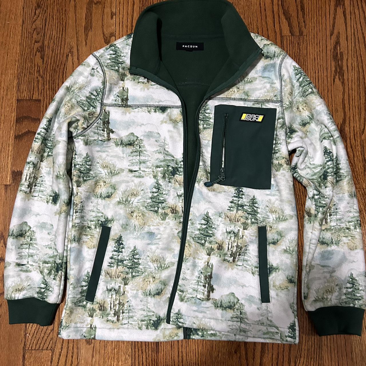 Pacsun green forest pattern flannel jacket - Depop