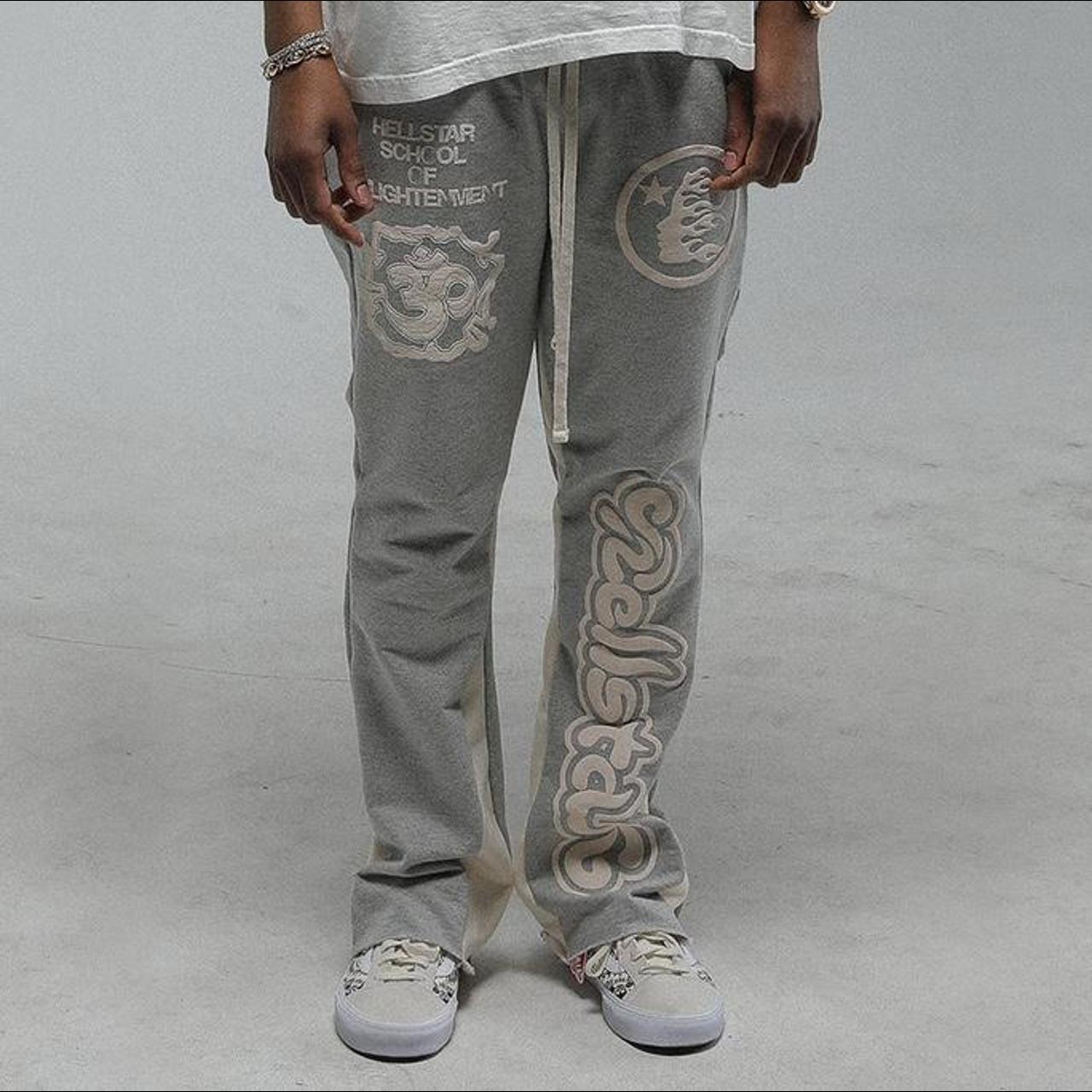 HELLSTAR GREY FLARE SWEATS MESSAGE BEFORE PURCHASE... - Depop