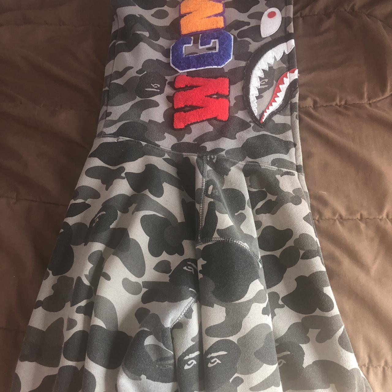 Bape Dark Grey Camo Hoodie Left Pocket Slightly... - Depop