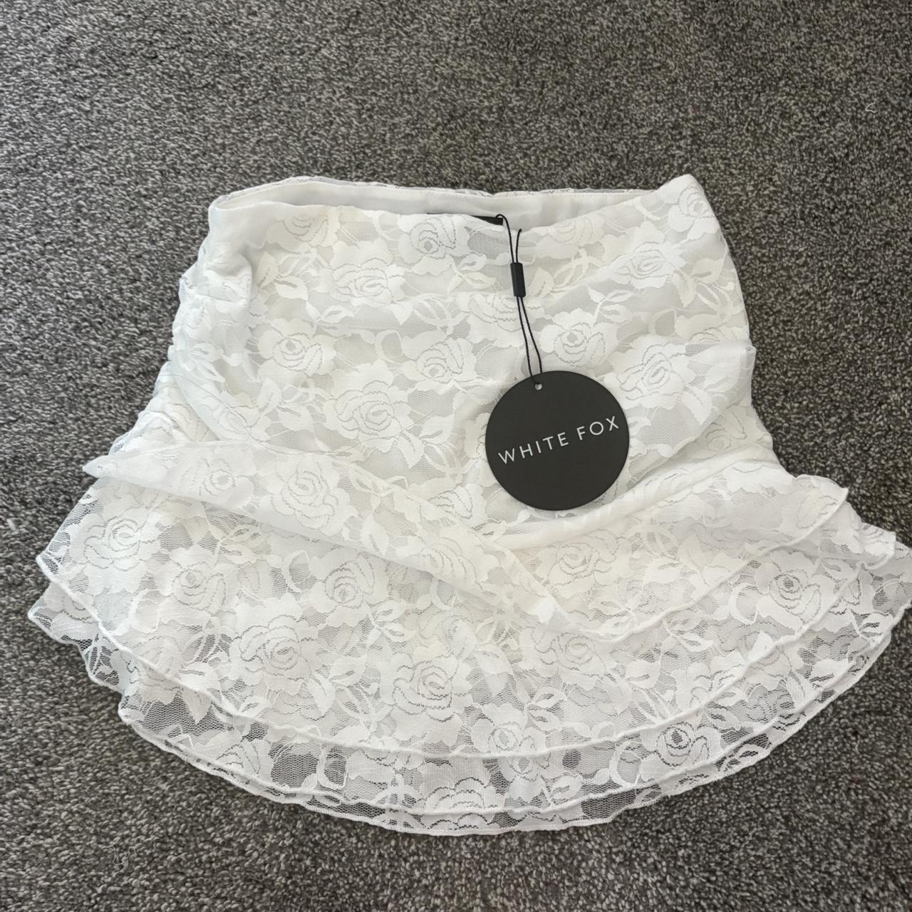 White Fox lace ruffle skirt #laceskirt #whitefox... | Depop