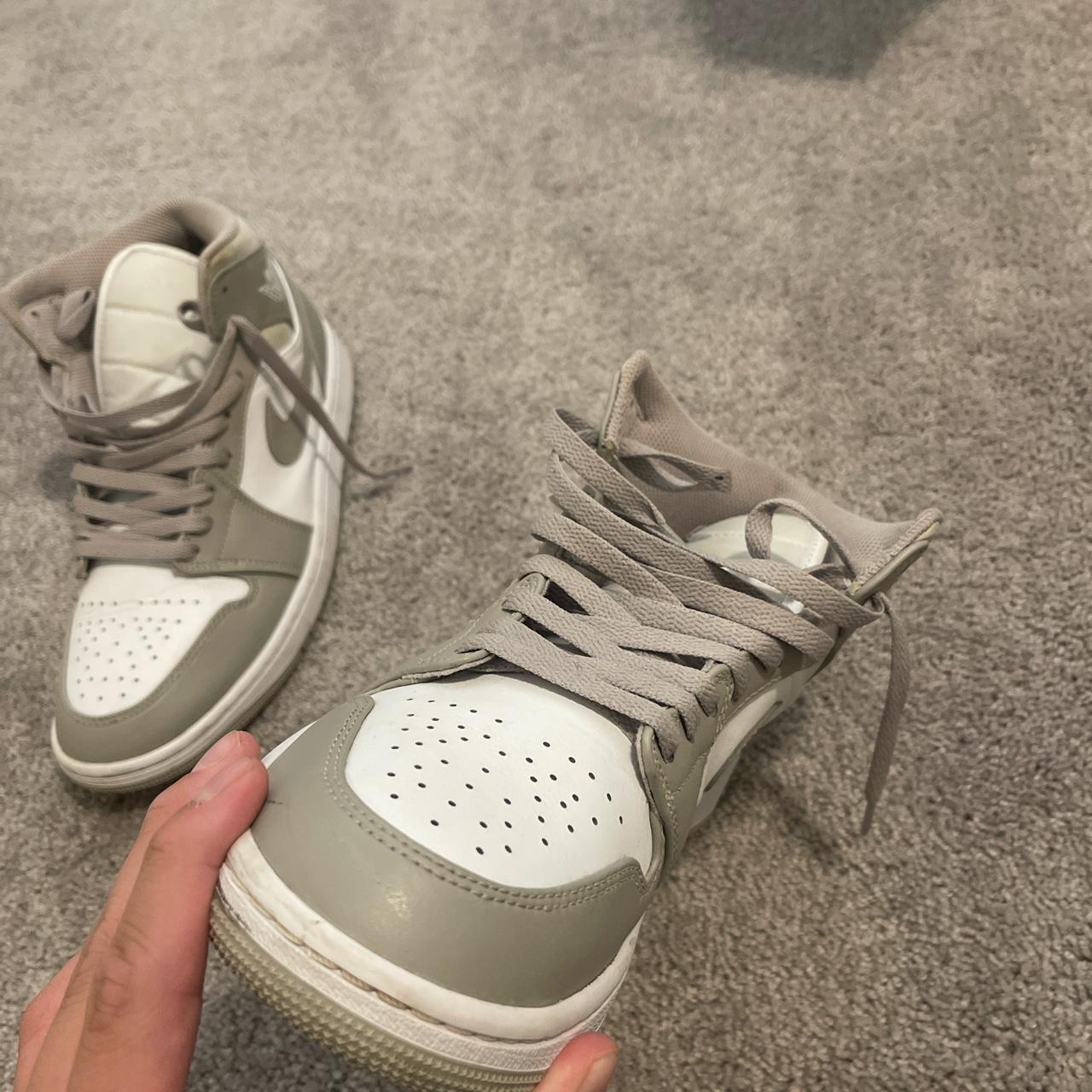 jordan 1 mid cool grays no creases, laces are good... - Depop