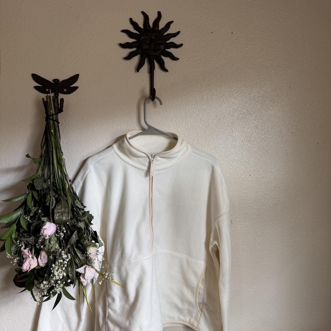 Cream fleece quarter zip - Depop