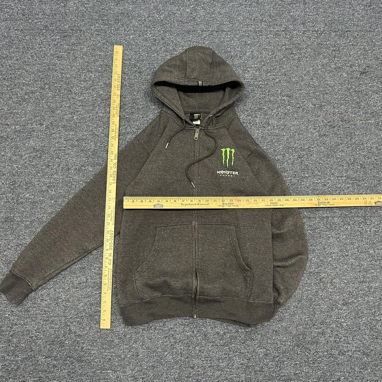 Y2K Grey monster energy zip up hoodie Size -... | Depop