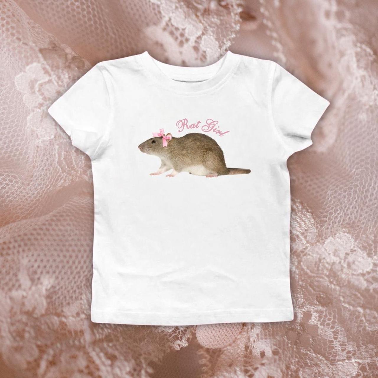 Pink coquette bow rat girl funny Baby Tee - A... | Depop