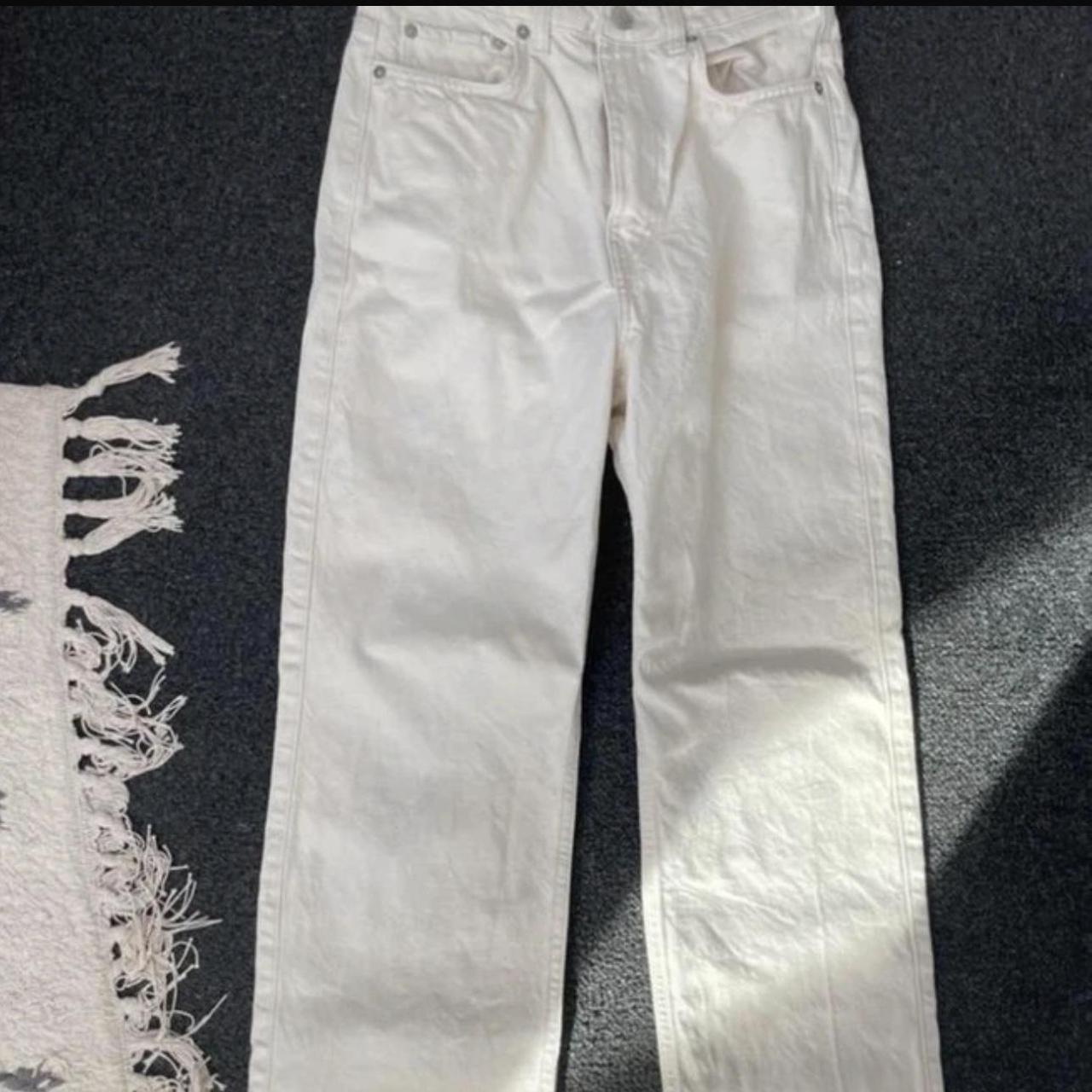 Weekday cream Rowe jeans High rise straight leg... - Depop
