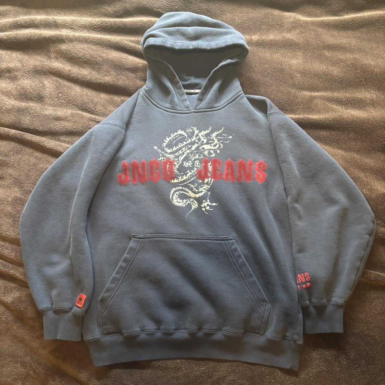 y2k jnco hoodie crazy designs on front and... | Depop