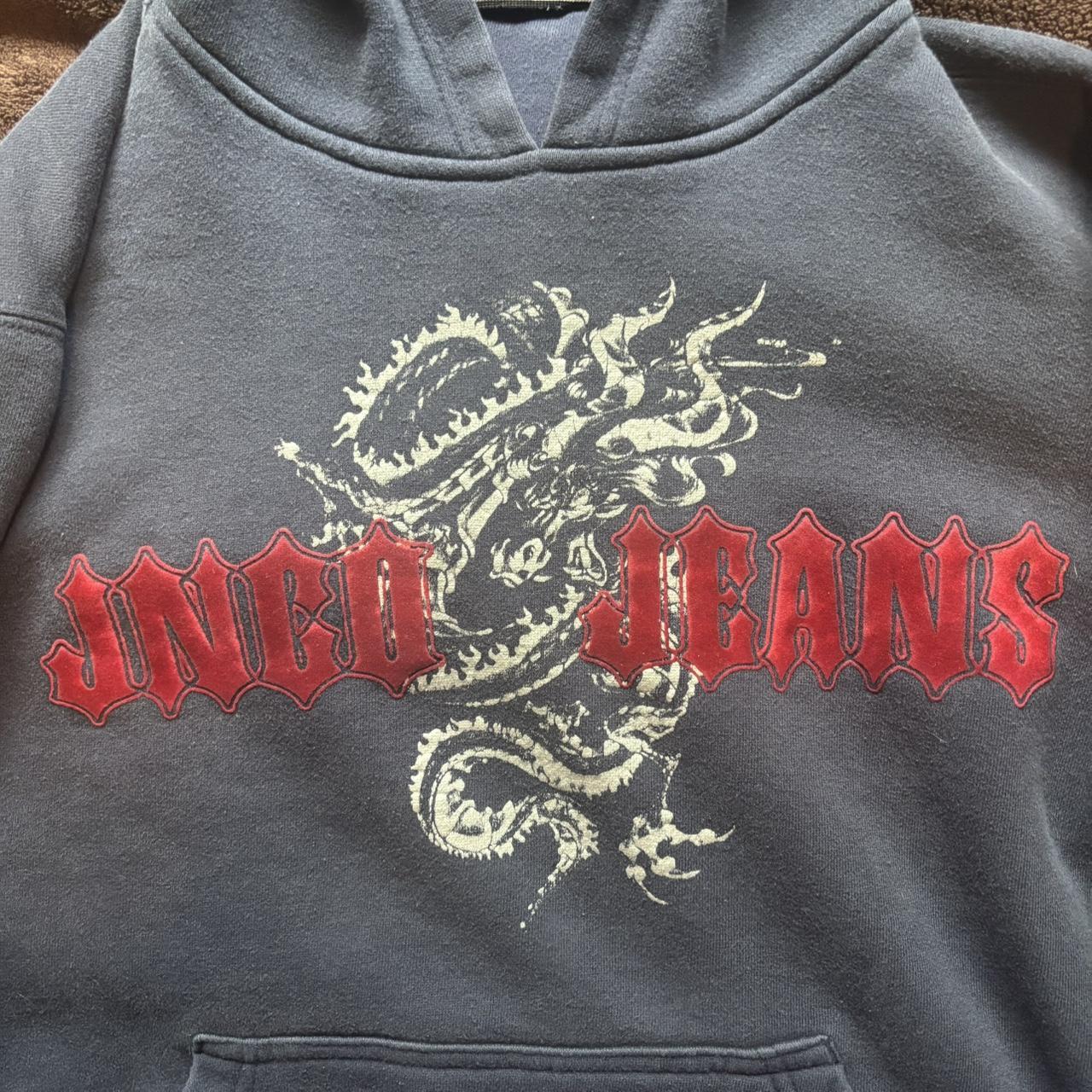 y2k jnco hoodie crazy designs on front and... | Depop