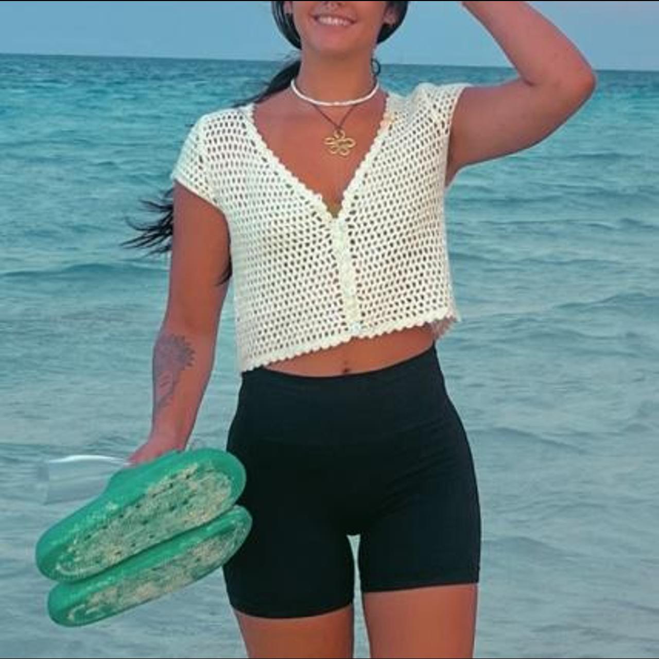 Crochet White Crop Top Depop