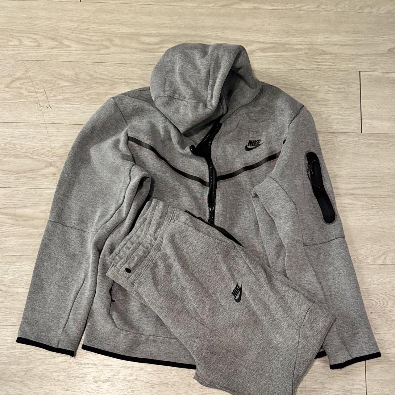 Grey Nike Tech Fleece tracksuit (pants string... - Depop