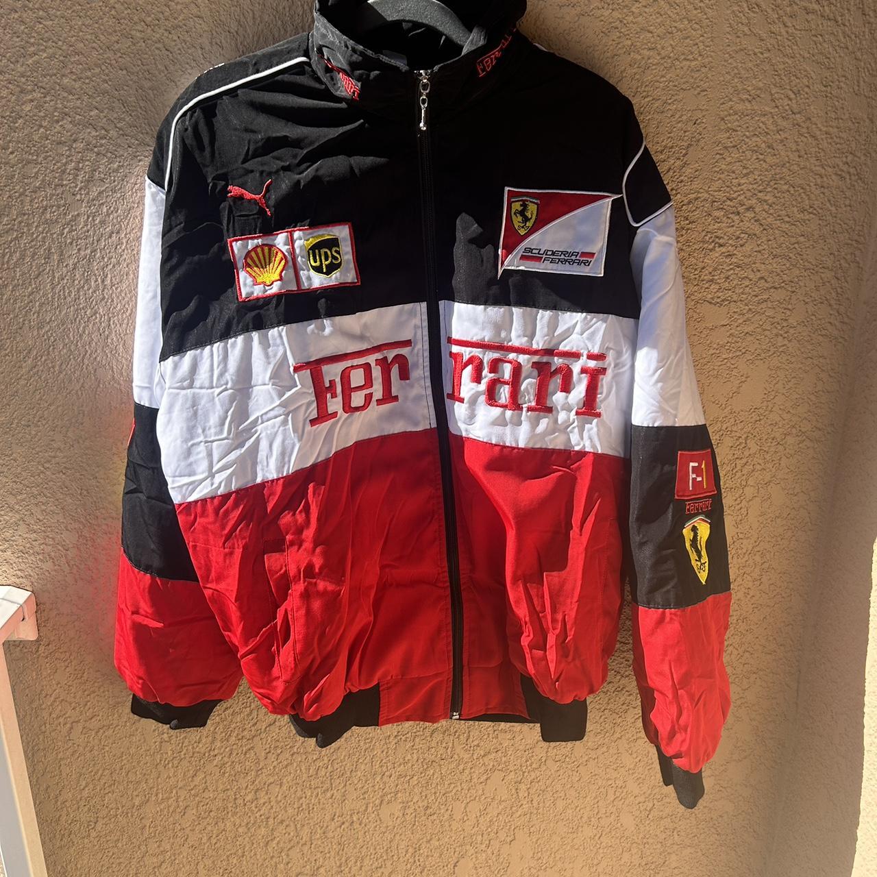 F1 Ferrari racing jacket, NASCAR racing, zipper jacket - Depop