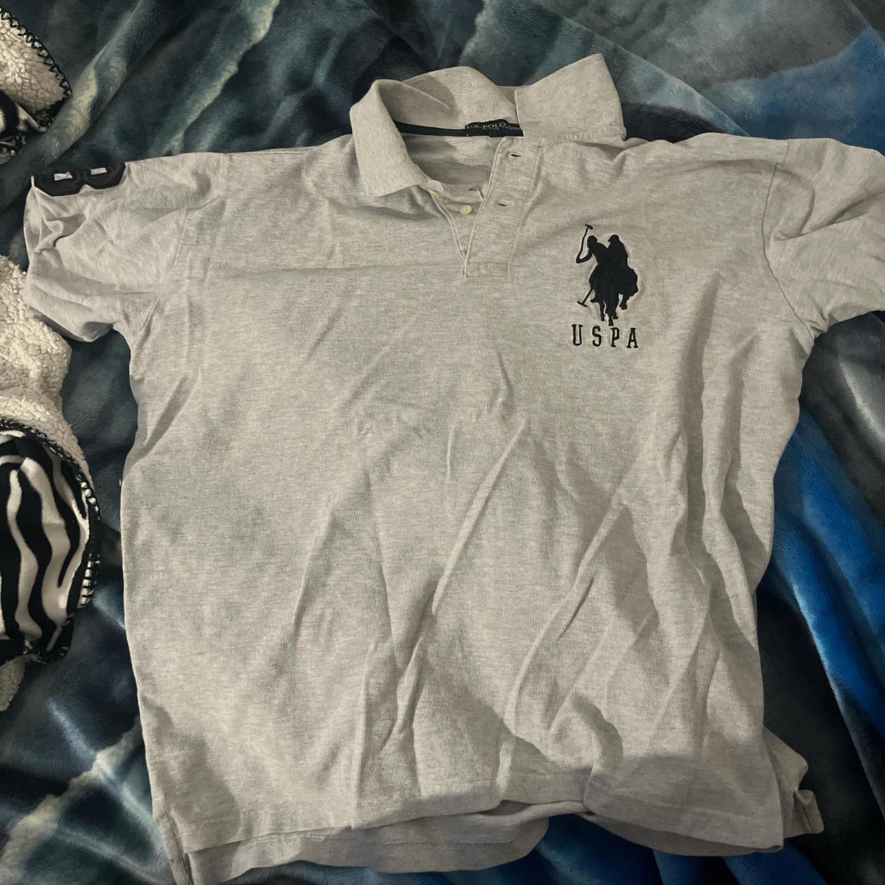 vintage grey polo -number 3 on right sleeve -size... - Depop