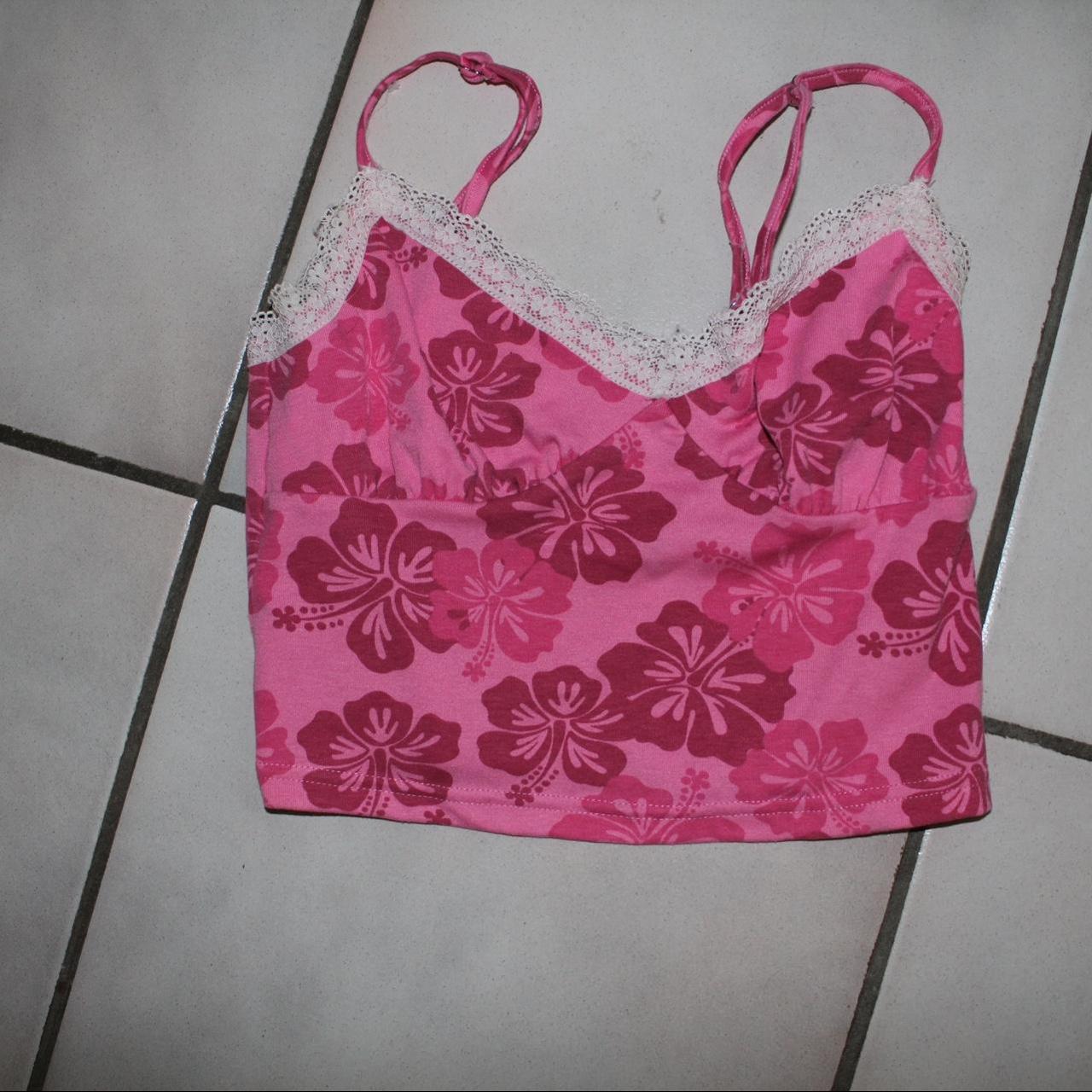 floral pink y2k style cami. #y2k #cami #lace - Depop