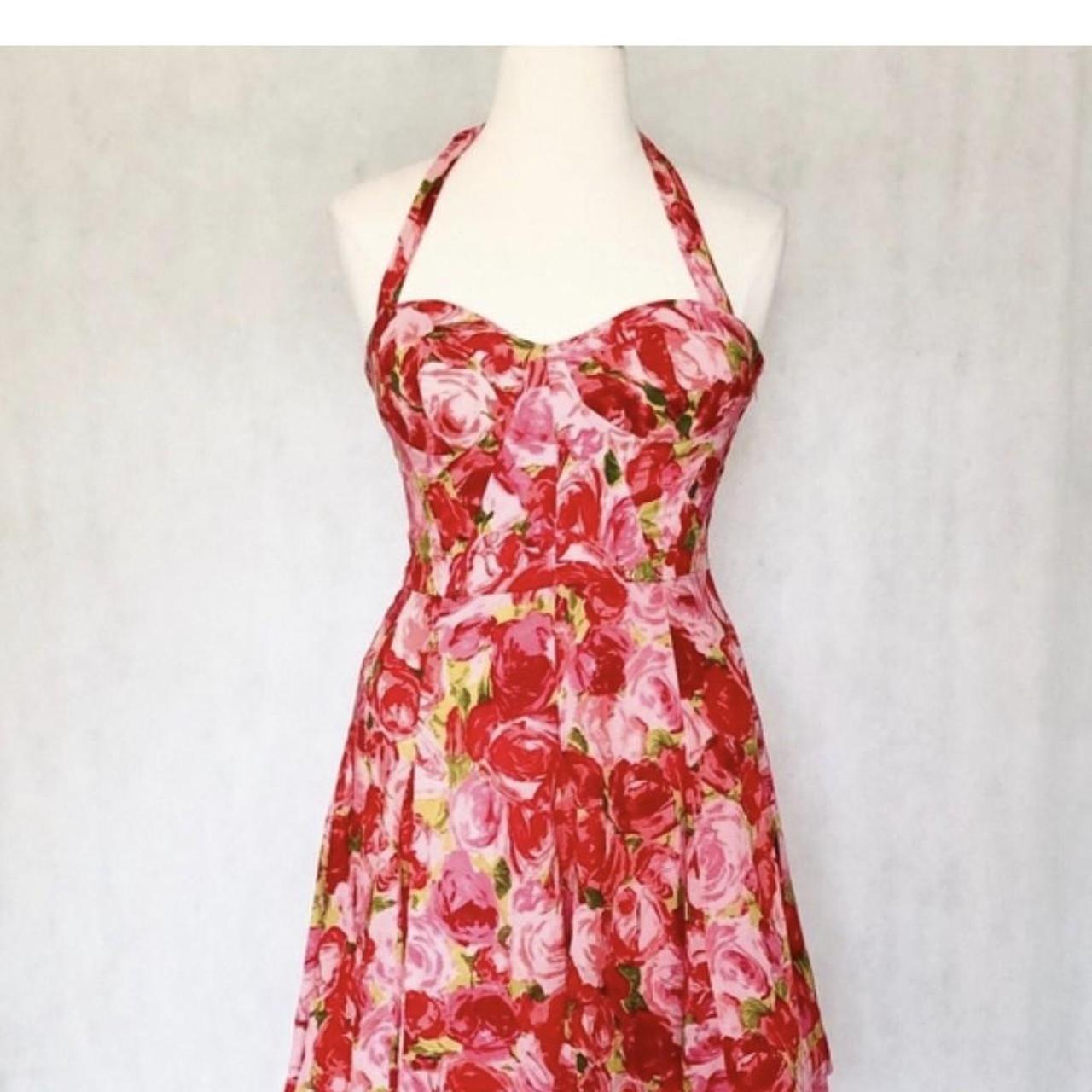 Vintage Betsey Johnson Halter Swing Dress • Romantic... - Depop