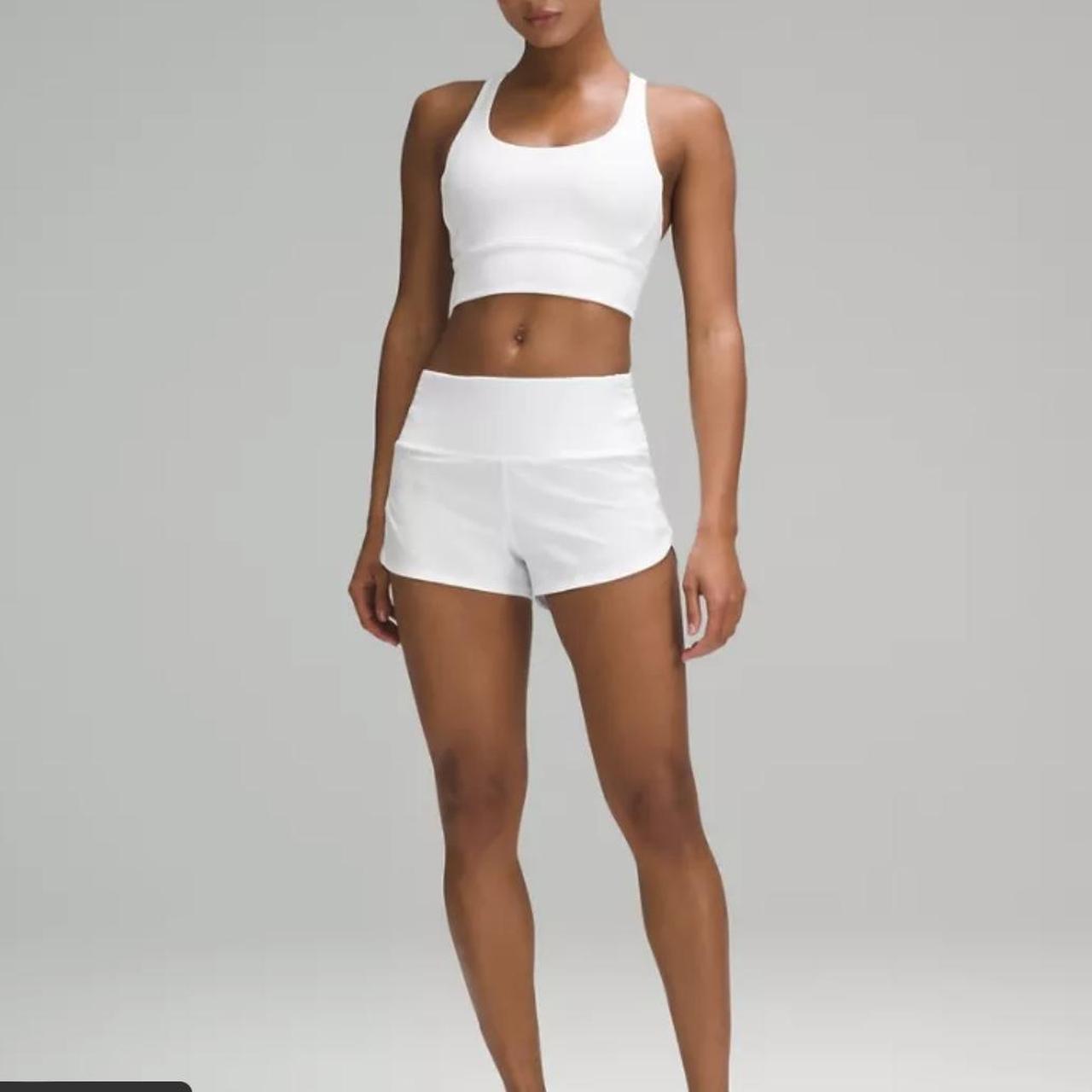 lululemon white speed up shorts inbuilt shorts cut... - Depop