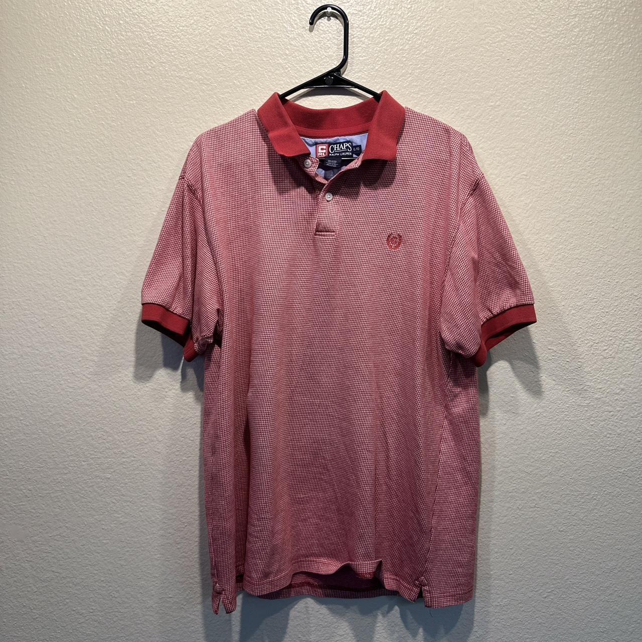 Vintage chaps red patterned polo Size... - Depop