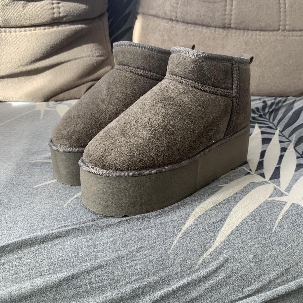 Grey Platform ugg boot lookalikes ‘Ella’ Never worn,... - Depop