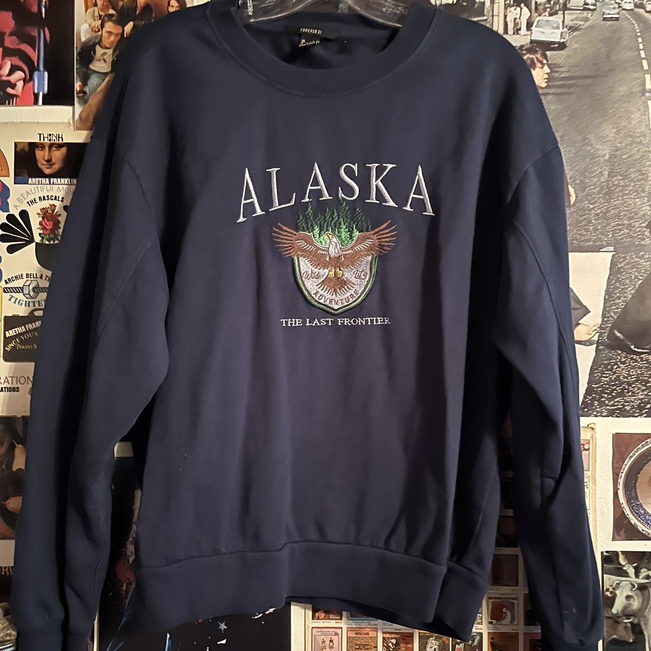 alaska navy crew neck sweater great condition size... - Depop