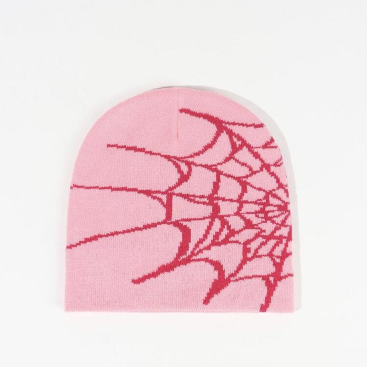 Pink spider web beanie🩷🕸️ - Depop