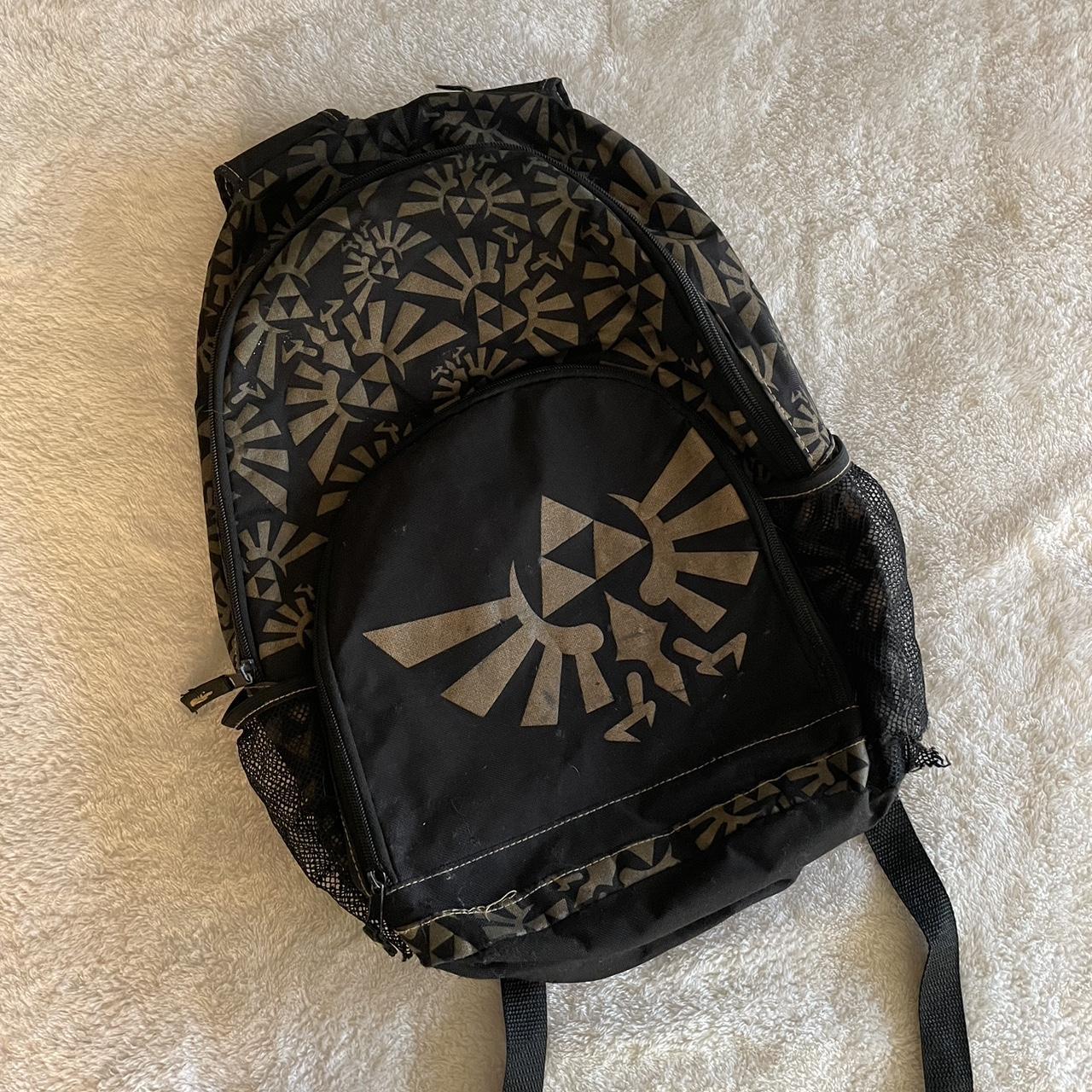 Legend of Zelda black and gold Triforce Backpack 1... | Depop