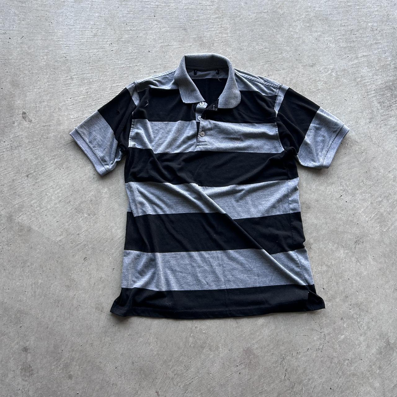 Black and grey polo Chaps(i think) Medium Distressing | Depop