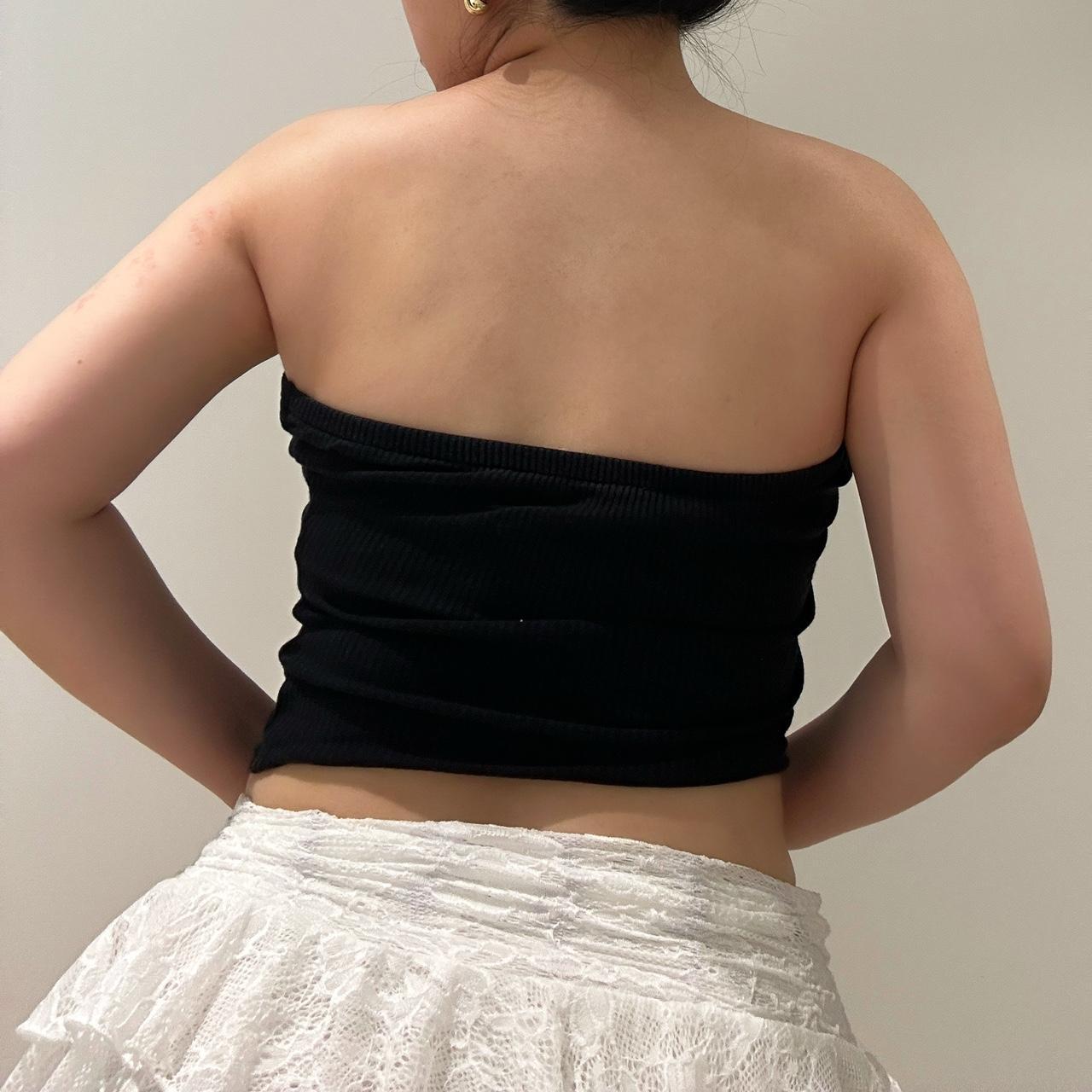Black tube top with a ribbed material #tubetop - Depop
