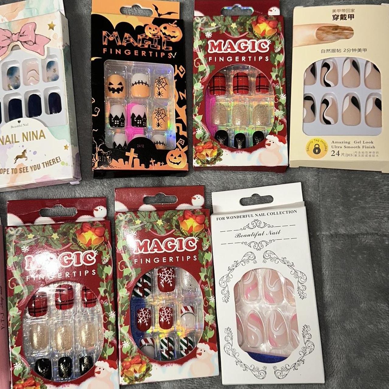 11 packages of SHEIN fake press on nails. Assorted... - Depop