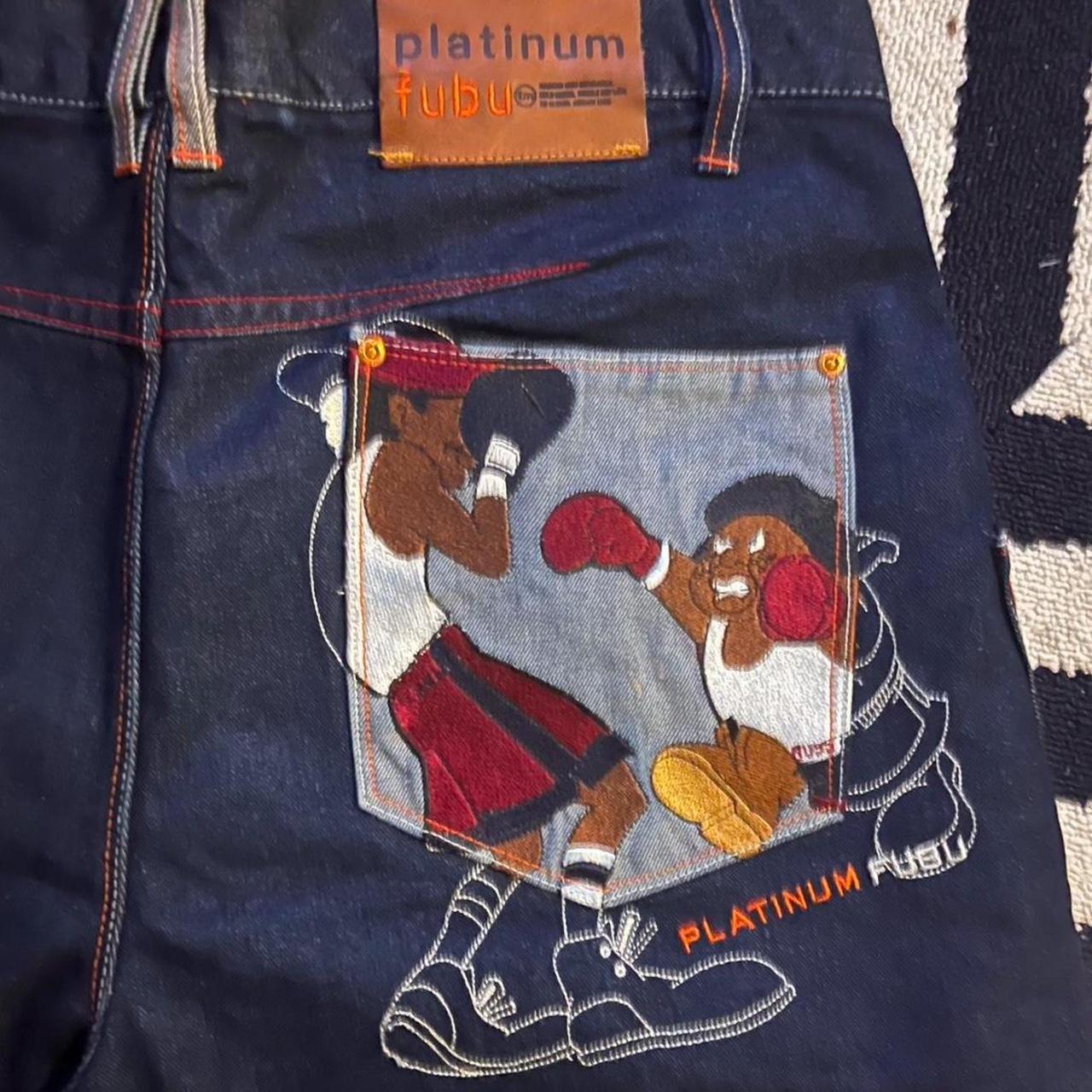 VINTAGE FUBU DENIM RARE BACK POCKET PRINT 38x34 ANY... | Depop