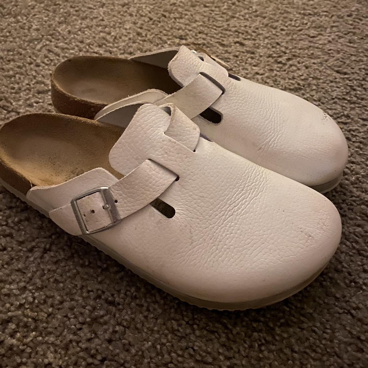 White Birkenstock clogs Small scuff in the left... - Depop